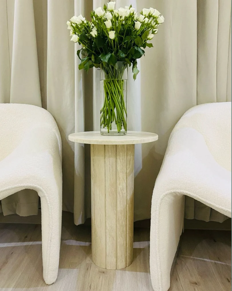 Grooved Travertine Side Table – Cielo by Sheen Interiors