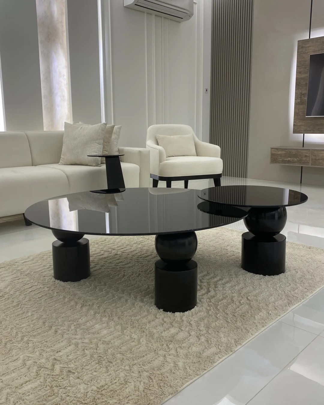 Black Tinted Glass & Wood Coffee Table – Nero by Sheen Interiors