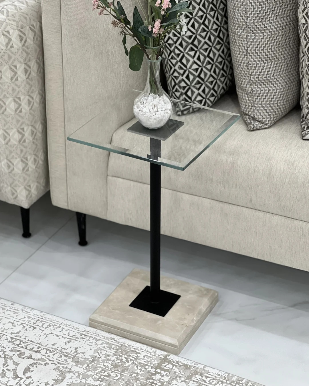 Glass Marble Serving Table – Vetro by Sheen Interiors