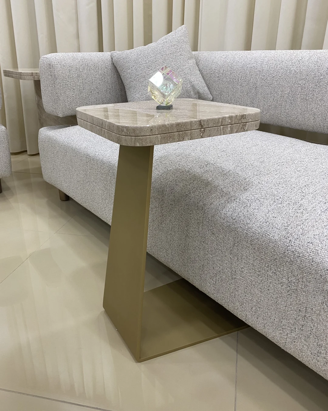 Marble Serving Table with Gold Finish – Zina by Sheen Interiors
